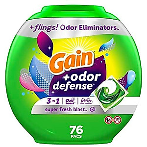 Gain Super Fresh Blast Bundle Bundle: Gain Flings Laundry Detergent Pacs 76 Ct + In-Wash Scent Booster, 24 oz + Dryer Sheets, 240 ct