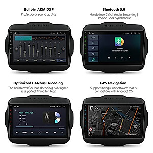 XTRONS Android 12 Car Stereo Radio Player 9 Inch IPS Touch Screen GPS Navigation Octa Core 4GB RAM 64GB ROM Bluetooth Head Unit 5GHz WiFi 4G LTE Built-in DSP Car Play Android Auto for Jeep Renegade