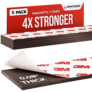 NextClimb - Flat Adhesive Magnetic Strips, Extra Strong Magnetic Strips with Adhesive Backing, Magnet Strips for Most Surfaces, Lightweight Flat Magnets (1 x 5.8 in, 3M Tape 5-Pack)
