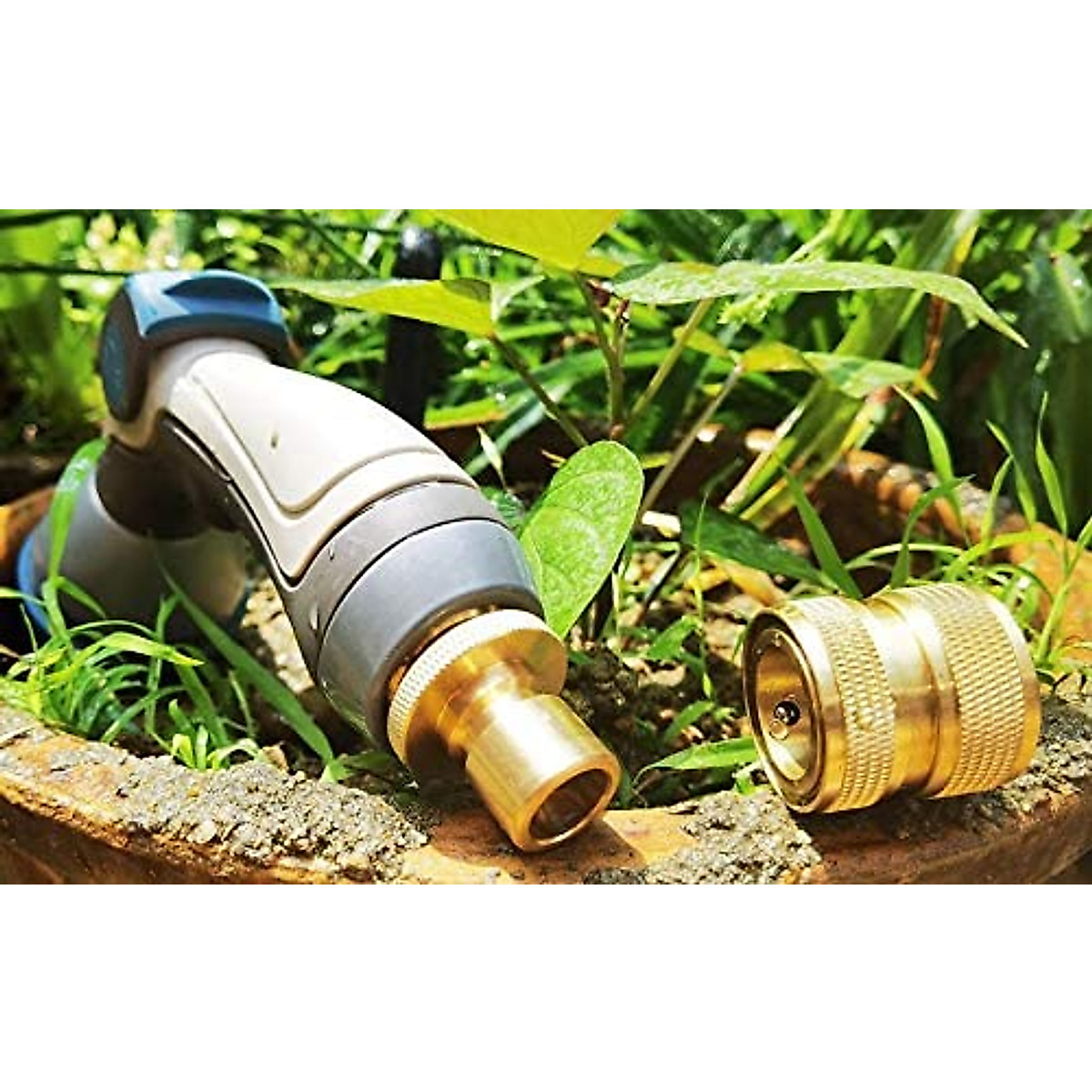 PLG Brass 8-Piece Quick Connect Garden Hose Fittings, 6 Male and 2 Female Set