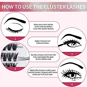 FADVAN Individual Cluster Lashes Glue 5ml and 240Pcs DIY Eyelash Extension 30D+40D D Curl Mixed 9-16mm Bundle