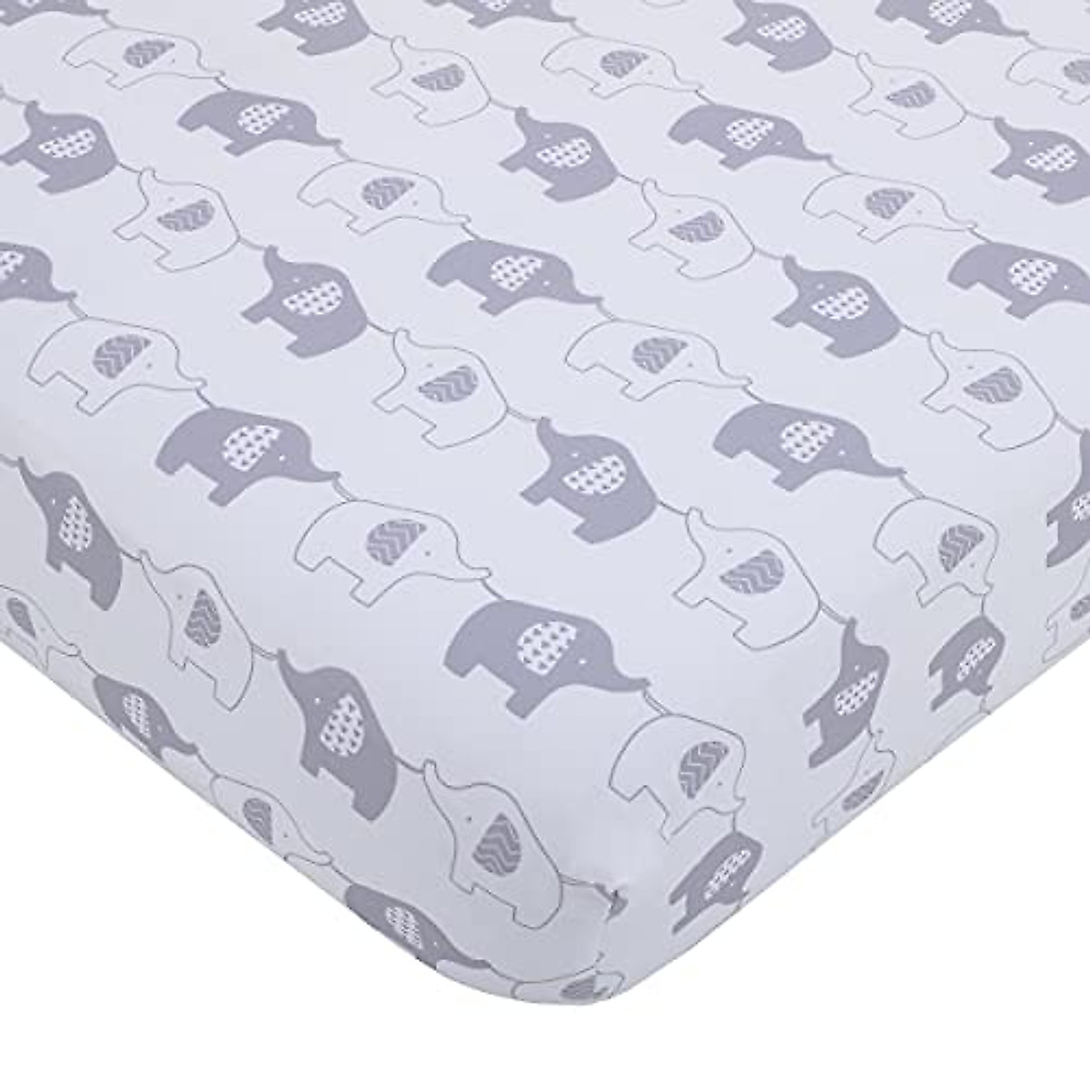 NoJo Little Love Elephant Stroll Dream Big Clouds and Stars with Chevron Border 3 Piece Nursery Crib Bedding Set - Comforter, Fitted Crib Sheet, and Crib Skirt