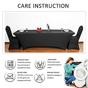 Obstal 6ft Stretch Spandex Table Cover for Standard Folding Tables - Universal Rectangular Fitted Tablecloth Protector for Wedding, Banquet and Party （Black, 72 Length x 30 Width x 30 Height Inches）