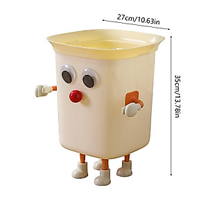 JUNNOTI Funny Large Eye Trash Bin with Feet Garbage Bin Office Rubbish Bin Bathroom Garbage Waste Bucket Kitchen Dustbin