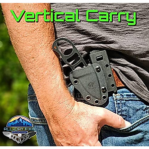 Off-Grid Knives - Compact EDC Fixed Blade Knife with Cryo D2 Steel, Paracord Rope, Neck Knife, Belt Clip, Scout & Vertical Carry, Kydex Sheath (Blackout)