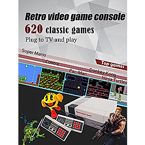 Classic Edition Mini Retro Game Console,AV Output Plug & Play Classic Mini Video Games, Built-in 620 Games with 2 Classic Controllers, Birthday Gifts Choice for Children/Adults