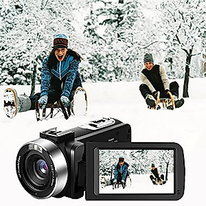 Bilukmi New 2.7k Ultra Hd Digital Camera 3.0in 270° Reversible IPS TOU-ch Screen Dv 16x Zoom Dual Smart Anti-Shake