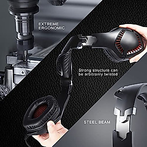 ONIGAL Gaming Headset with Stereo Surround Sound, Gaming Headset with Mic & LED Light Noise Cancelling Over Ear Headphones for 360