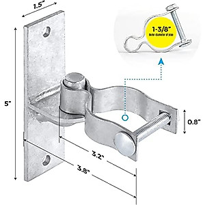 Heavy Duty Wall Mount Gate Hinge | Pipe Gate Hinge 2 Pack Chain Link Fence Gate Hinges Fence Post Chain Link Gate Hinge Pressed Steel Chain Link Fence Frame Hinge Outdoor Gate Hardware (4 Pack)