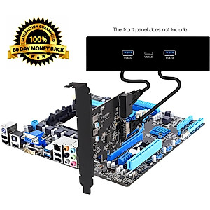 Sinefine PCIe x1 to 19Pin USB 3.0 Header and Type E (A Key) Card,USB Front Panel Adapter, for 1 Front Panel USB A, 1 Front Panel USB C, USB 3.0 5Gpbs for Windows MacOS Linux