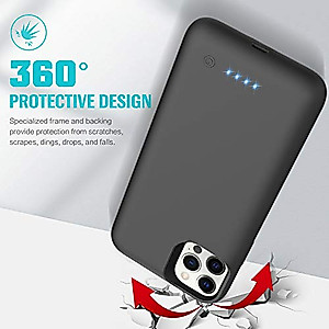Battery Case for iPhone 12/12 Pro, （Newest 6800mAh）Battery Charging Case Protective Battery Backup Pack Portable Charging Case for iPhone 12/12 Pro Extended Phone Cover 6.1 inch Smart Case - Black