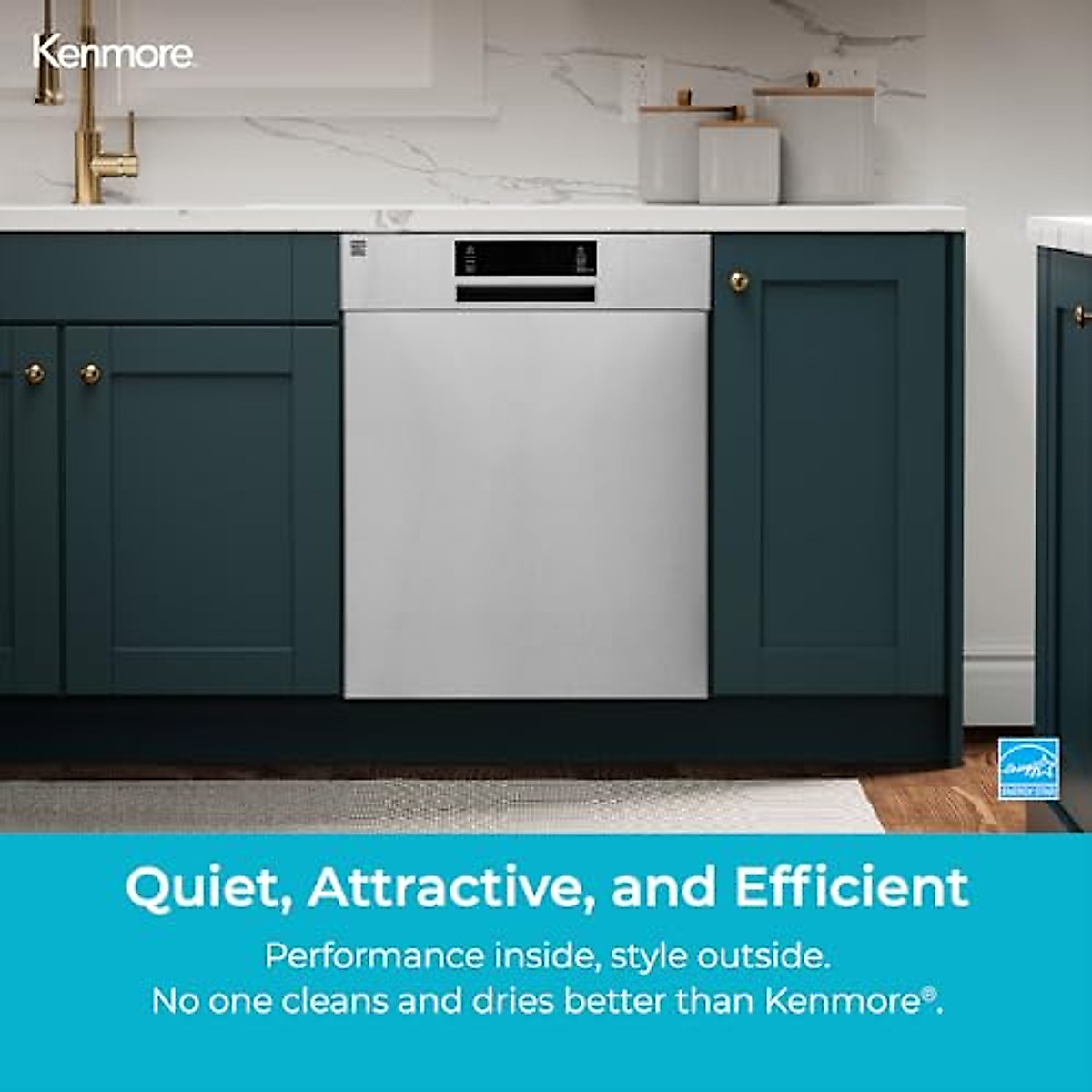 Kenmore 24" Built-In Stainless Steel Tub Dishwasher with SmartWash, Smart Dry, and MoreSpace Adjustable Rack, Energy Star Certified, Fingerprint Resistant Stainless Steel