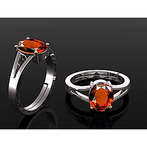 LMDPRAJAPATIS 7.25 carat Natural Gomed Lab Tested Astrological hessonite Gemstone adjustable Ring For