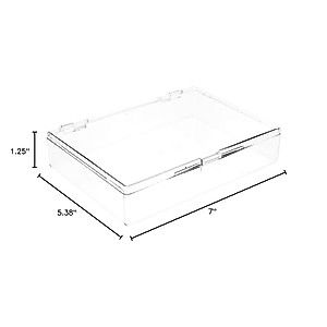 Pioneer Plastics 575C Clear Rectangular Plastic Container with Snap Closure Lid, 7" W x 5" D x 1.25" H
