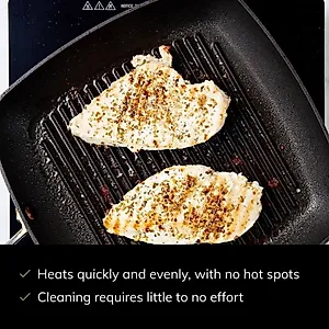 Scanpan Professional 10.5” Square Grill Pan & 11” Griddle - Easy-to-Use Nonstick Cookware - Dishwasher, Metal Utensil & Oven Safe - Made in Denmark