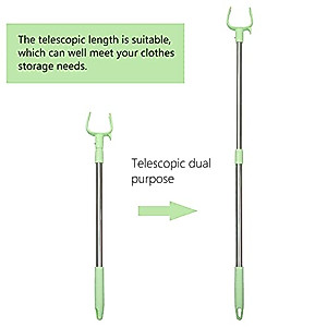 Curtain Rod Hooks Closet Reacher Pole Clothes Laundry Drying Rack Pole: 2pcs Retractable Coat Hanger Rod Adjustable Clothes Tension Pole Clothesline Prop Pole Metal Hangers