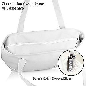 DALIX Daily Shoulder Tote Bag Premium Cotton in White