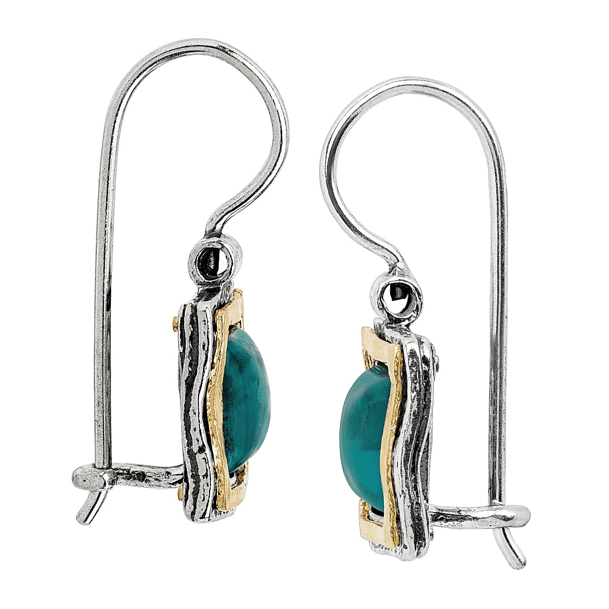 Silpada 'Emerald Lake' Compressed Turquoise Drop Earrings in Sterling Silver & 14K Gold Plate