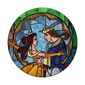 Disney Beauty and the Beast Belle and Prince Stained Glass PopSockets Adhesive PopGrip