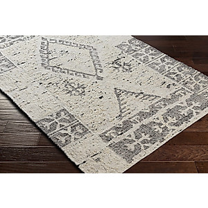 Hauteloom Andop Wool Living Room, Bedroom Area Rug - Bohemian, Transitional - Cream, Gray, Charcoal - 8' x 10'