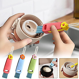 Cup Lid Cleaning Brush, 3 in 1 Multi-Function Silicone Cup Lid Gap Cleaner, Multi-Style Cup Lid Cleaning Brush, Used for Bottle Gap Narrow Space, Household Kitchen Cleaning Tools (B-3 Pcs)