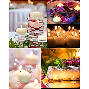 Treela 80 Pcs 1.73 Inch Unscented Floating Candles, Dripless Tealight Candles Home Decorations, Cute and Elegant Burning Candles for Wedding Vases Centerpieces Party Accessories (Ivory)