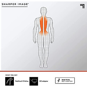 Sharper Image Realtouch Shiatsu Massager, Warming Heat Soothes Sore Muscles, Wireless & Rechargeable - Best Massager for Neck Back Shoulders Feet Legs, Kneading Massage Pillow, Pain Relief Gift