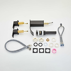 LOOPAN Bathroom Faucet for 3 Hole, Waterfall Matte Black 8 Inch Widespread Bathroom Faucets & Parts, Modern 3 Piece Bathroom Sink Faucet, Touch On Bathroom Sink Faucet with Drian&Hoses