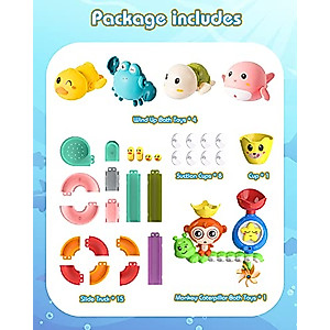 Bath Toys for Toddlers 1-3 Years Old, Preschool Bathtub Water Toys for Kids Ages 4-8, Durable Interactive Infant Toys for 6 to 12-18 Months, STEM Kit Birthday Gift for Baby Boys Girls