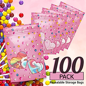 Resealable Standup Bags 4x6 inches 100 Pk – Airtight, Waterproof, Zip Lock Seal and/or Heat Seal - Opaque Foil Pouch - Food Grade Bags For long shelf-life Storage (Medium, candy)