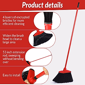 8 Pieces Broom Bulk Commercial Angle Broom Heavy Duty Indoor Outdoor Broom with Coated Metal Handle for Courtyard Garage Lobby Shop Home Kitchen Office Floor