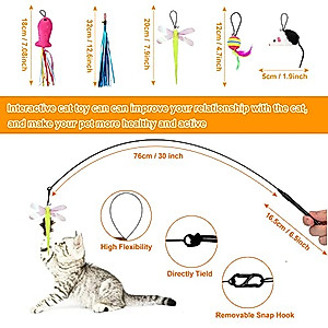 YUSHOO 43PCS Cat Toys, Interactive Cat Kitten Toys for Indoor Automatic Cat Toys Cat Feather Teaser Wand Toys Include Cat Springs, Mice, Balls and Bells Toys, Cat Wand Toys for Cat Kitten