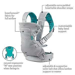 Infantino Flip 4-in-1 Light & Airy Convertible Carrier - Breathable, 4 Positions, Lumbar Support