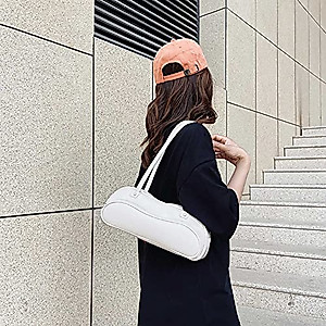 Qiayime Small Shoulder Bag for Women underarm bag 90s Leather Handbags Retro Top Handle Bag Clutch Tote Vintage Y2K Purse (White)