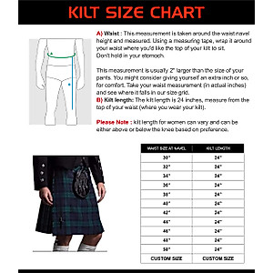 UMAM Tartan Kilt Set - 08 Pieces Kilt Accessories for Men, Scottish Outfit (46", Grey Watch)