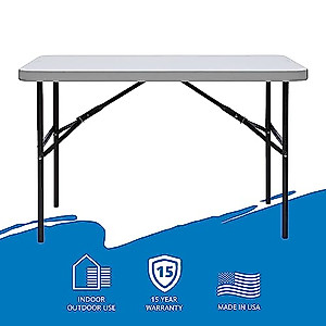 Iceberg IndestrucTable Commercial Folding Table, Indoor or Outdoor, Platinum, 750 lbs. Weight Capacity, 24” W x 48” L