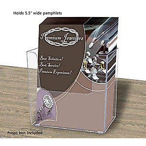 Marketing Holders 5.5" Brochure Holder Wall Mount or Countertop with Hardware Menu Pamphlets Holder Calling Cards Literature Certificate Gift Display Rack Security for Amusement Parks