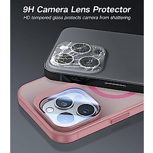VOFATA for iPhone 14 Pro Case with Metal Camera Stand [Built-in 9H Camera Lens Protector][Compatible with Magsafe] Military Grade Shockproof Translucent Matte Magnetic Phone Case 6.1",Pink