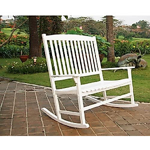 Mainstay Outdoor Seats 2 Porch Double Rocker Rocking Chair White Wood (White)