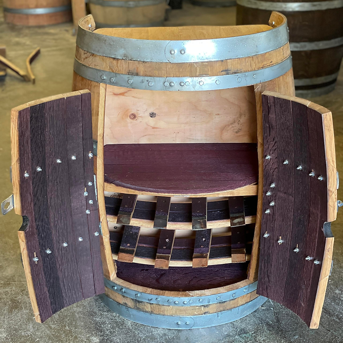 1/2 Wine Barrel Storage Cabinet