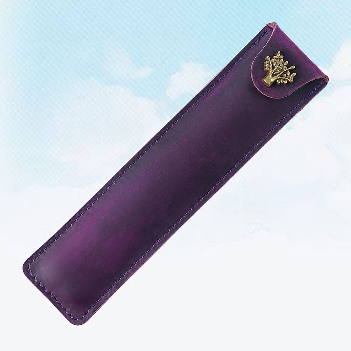 NUOBESTY Leather Pen Pouch Single Pen Case Holder Fountain Pen Pouch Soft Pen Sleeve Cover Durable Pen Case Desk Supplies (Purple)