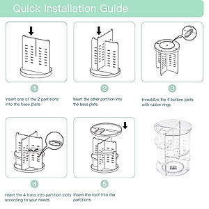 seinlife 360 Rotating Makeup Organizer,DIY Adjustable Spinning Holder,Foldable Cosmetic Storage Display box,Large Capacity Make up Caddy Shelf,Fits Countertop Vanity and Bathroom (CLEAR)