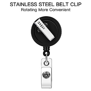 Soleebee 1 Pack Nurse Badge Reel, 24'' Retractable Badge Holder with 360° Swivel Alligator Clip Solid Color ID Badge Holder for Nurse Doctor Teachers Students Badge Reel (Black)