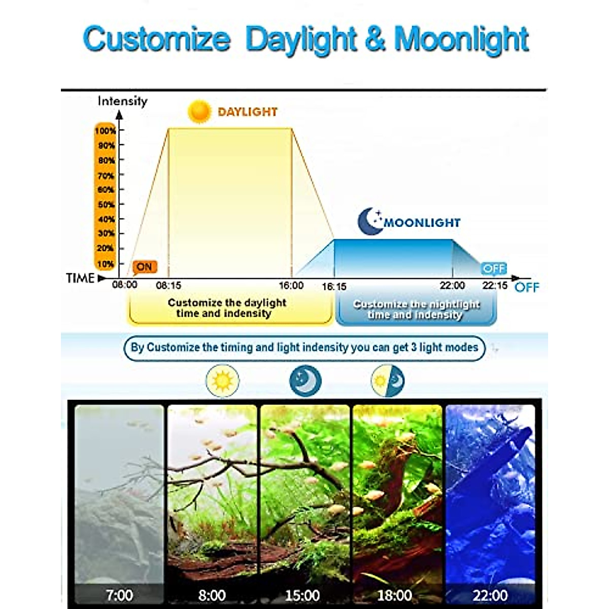 MingDak LED Aquarium Fish Tank Light Fixture,Full Spectrum Lighting for Freshwater Planted Aquariums,Slim & Thin Aluminum Housing,Extendable Brackets Fit 12" to 18" Fish Tank Model MDGLSD01B-12S