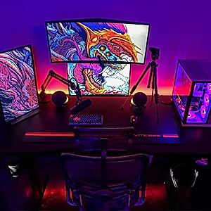 Waleaf Gaming Desk 40 inch,PC Gaming Table,T-Shaped Gaming Computer Desk with Free Mouse Pad,Racing Style Professional Gamer Game Station,Carbon Fiber Home Office Desk with Cup Holder&Headphone Hook