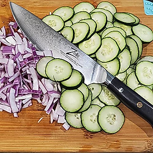 Zelite Infinity Damascus Chef Knife 8 Inch, Japanese Chef Knife, Damascus Kitchen Knife, Japanese Knife, Chefs Knife, Kitchen Knives, Chef Knives - Japanese AUS-10 Super Steel 67-Layer Damascus Knife