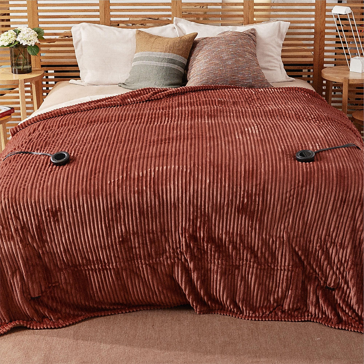 HOMISPRITE Heated blanket King Size 100"x90",ETL Certification-6 Heating Levels Electric Blanket&1-10 Hour Auto Off,Heating Blanket with Dual Controller (RED)