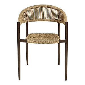 Furniture of America Clark Aluminum Patio Dining Chair in Walnut (Set of 2)