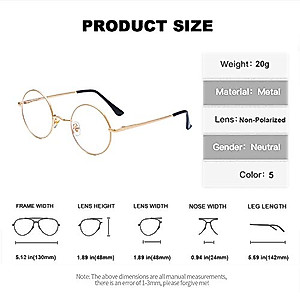 EYLRIM Round Blue Light Blocking Glasses for Women Men Circle Clear Lens Metal Frame Eyeglasses Non Prescription(Gold)