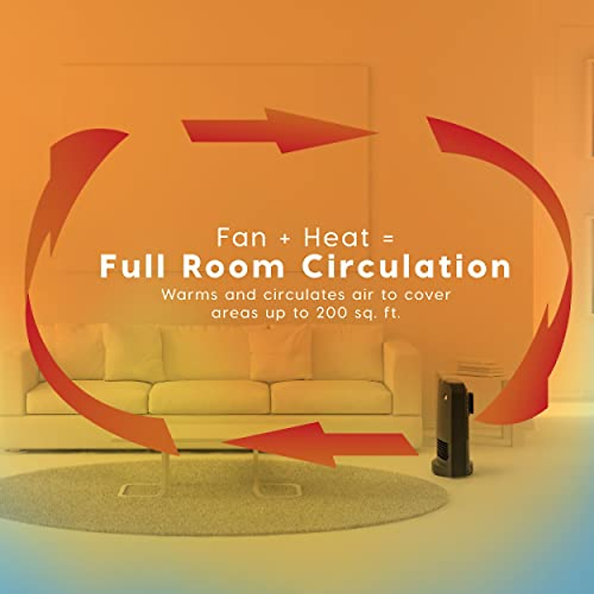 IRIS USA WOOZOO 1500-Watt Oscillating Portable Heater with Motion Sensor, Space Ceramic Fan for Desk, Fast Heating Indoor Room, Child Safe Personal Quiet Heater With Built-in Thermometer, Black